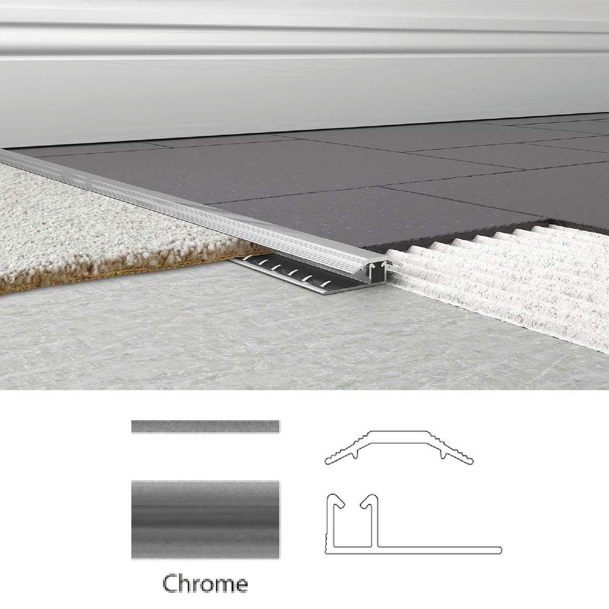 Metal Carpet To Tile Trim - 2 Piece Screw Down - 1 M Length – Discount ...
